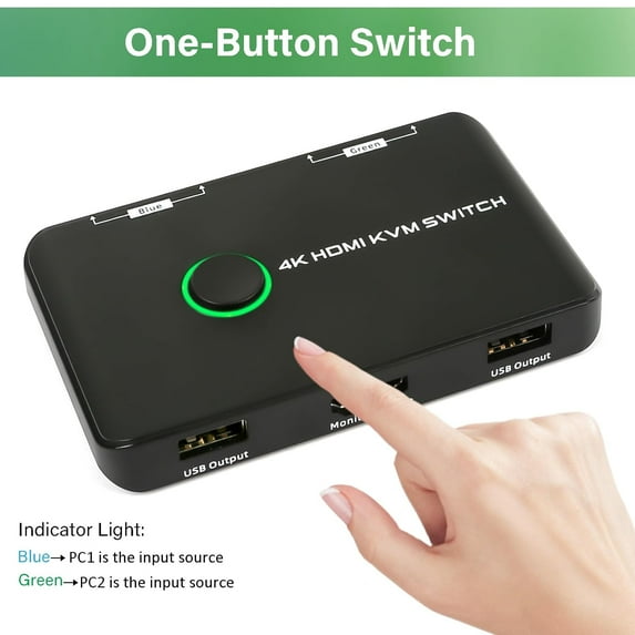 RREGER-4K@60Hz KVM Switch HDMI 2 Port, USB HDMI Switch Selector for 2 ...