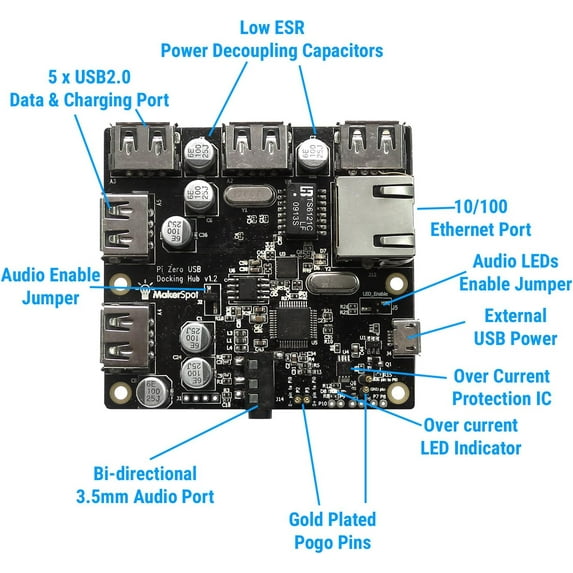 RREGER-5-Port Stackable USB Docking Hub for Raspberry Pi Zero V1.3 ...