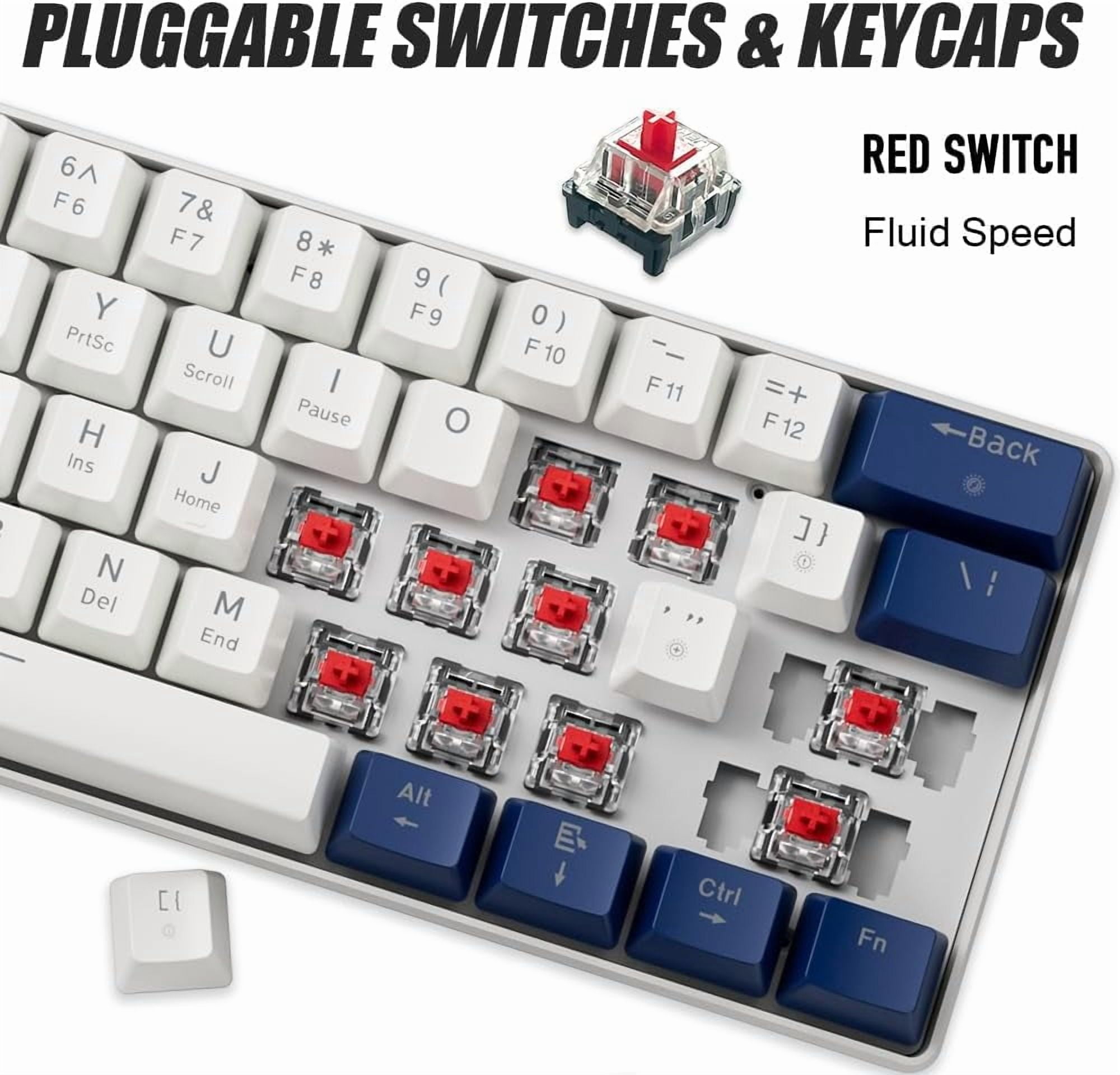 RREGER-60% Mechanical Gaming Keyboard Red Switch Wired Compact Keyboard ...