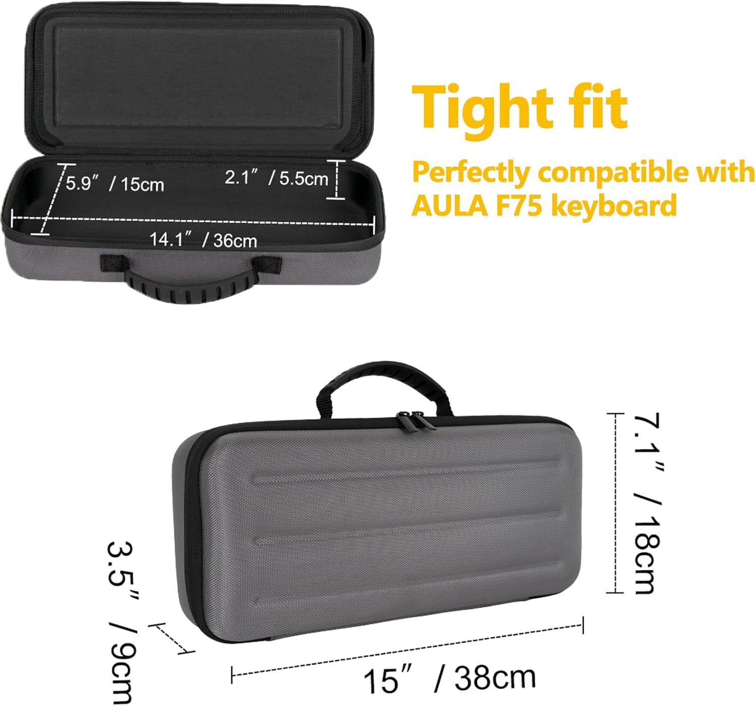 RREGER-75% Keyboard Case, Hard Shell Travel Carrying Bag for Aula F75 ...