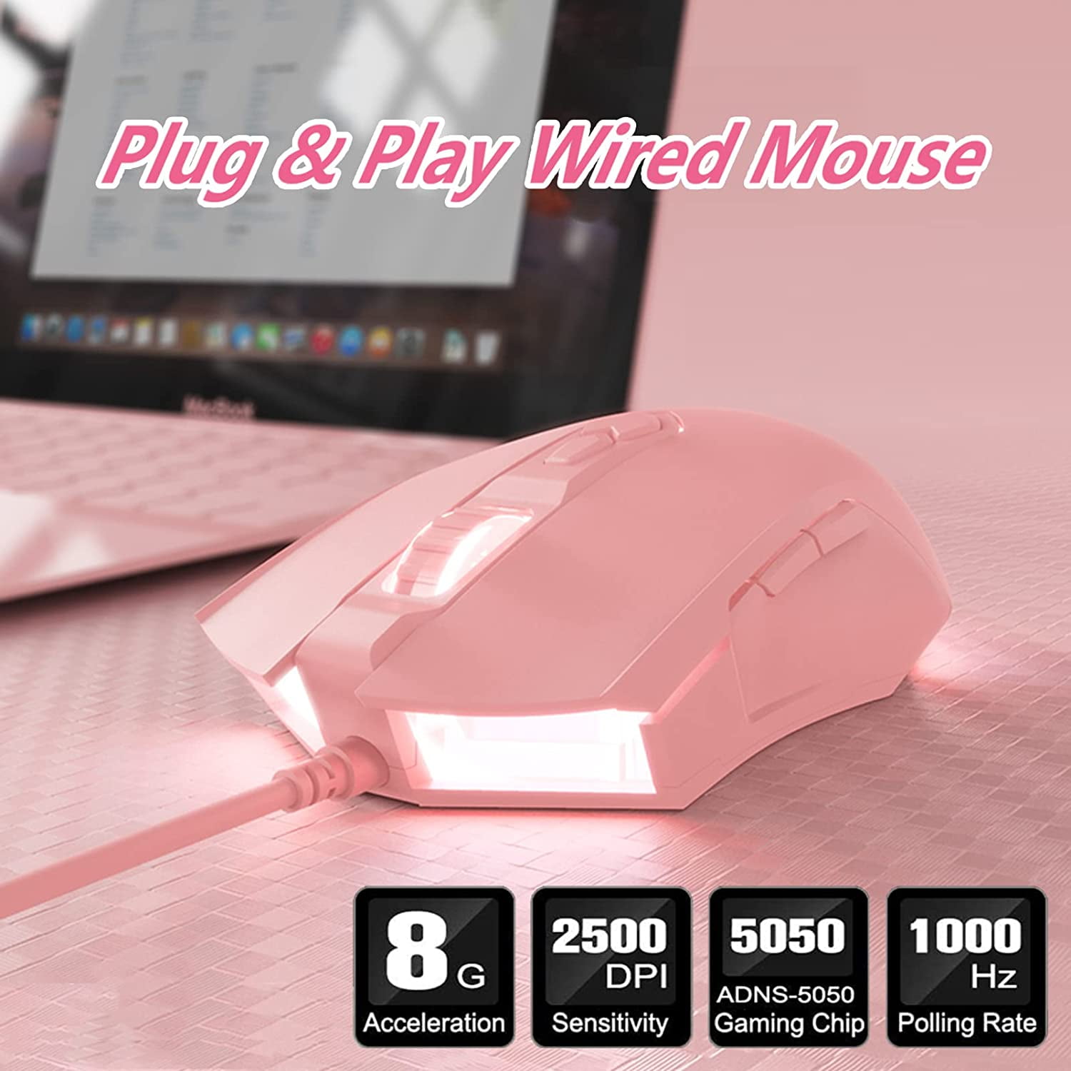 RREGER-AJ52 RGB Wired Gaming Mouse, 7 Programmable Buttons, Computer ...