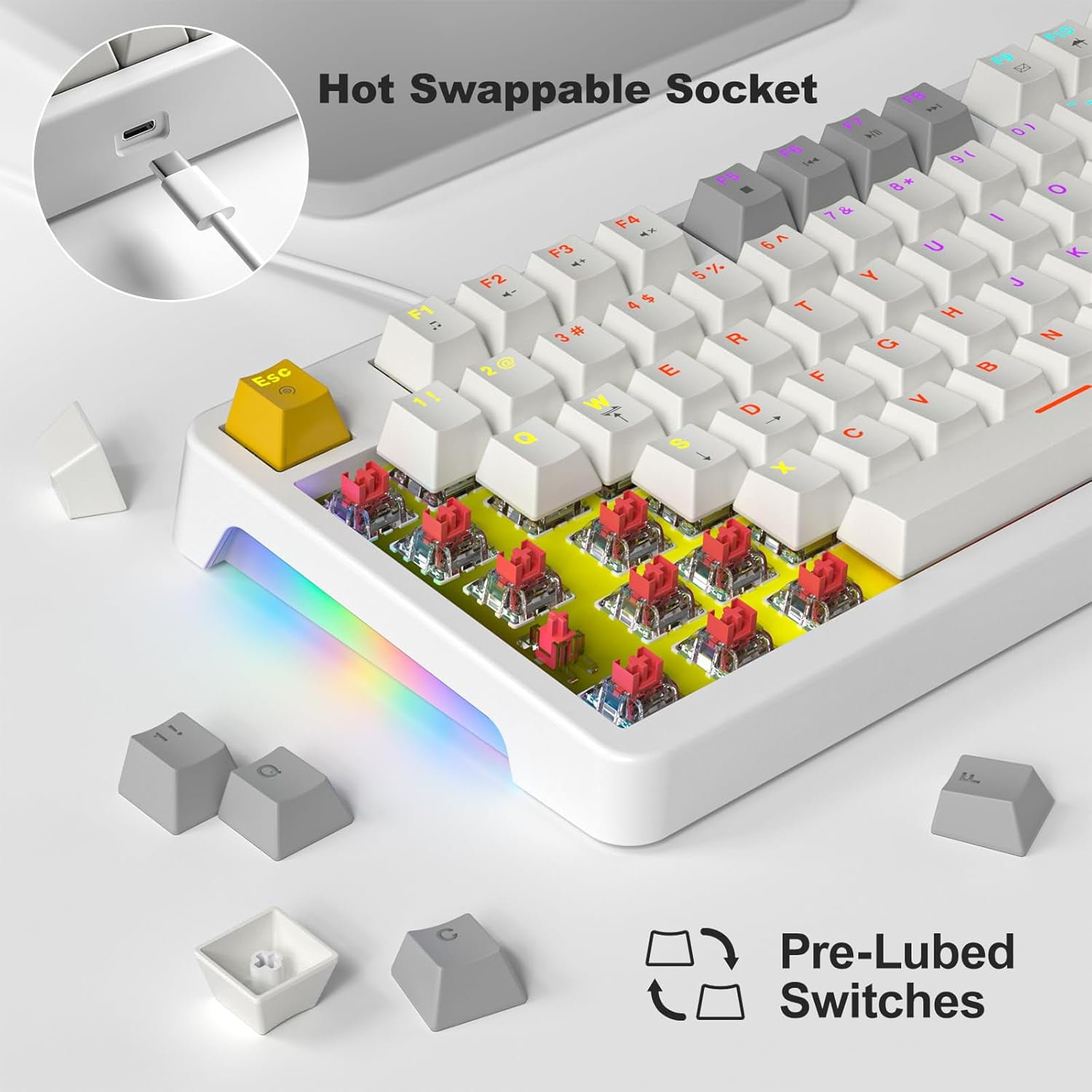 RREGER-AK96 Smart Mechanical Keyboard Gaming, 96 Keys Full Size with ...