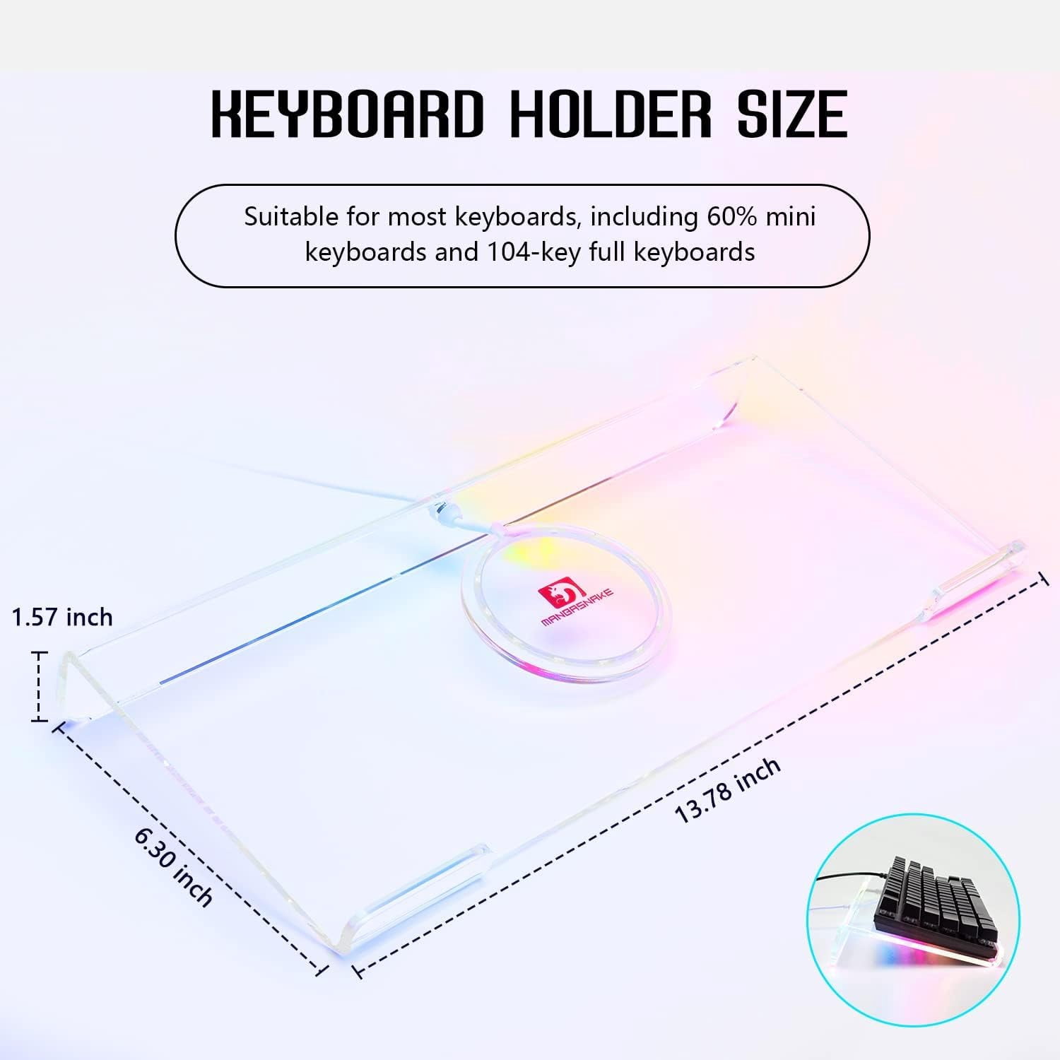 RREGER-Acrylic Computer Keyboard Holder, 366 Kinds RGB Compact Tray ...