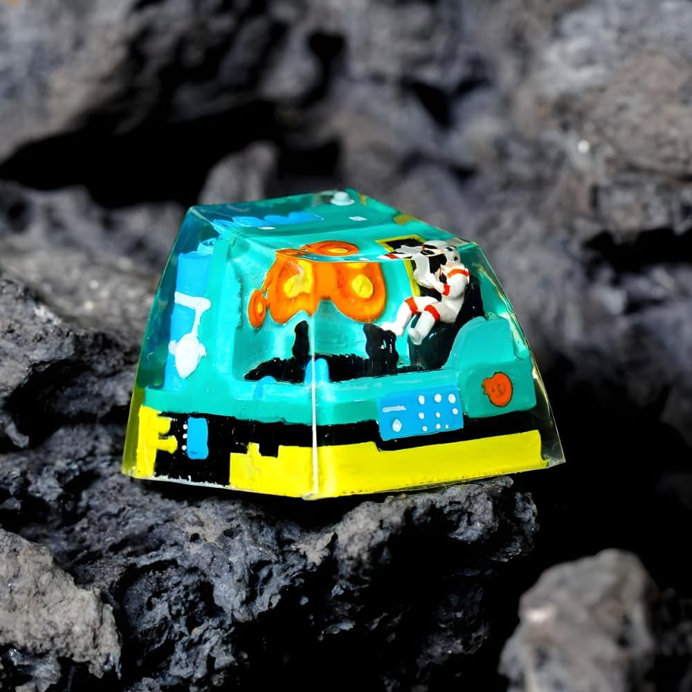 RREGER-Astronaut Custom Artisan Keycap with Green Spaceship R1 SA ...