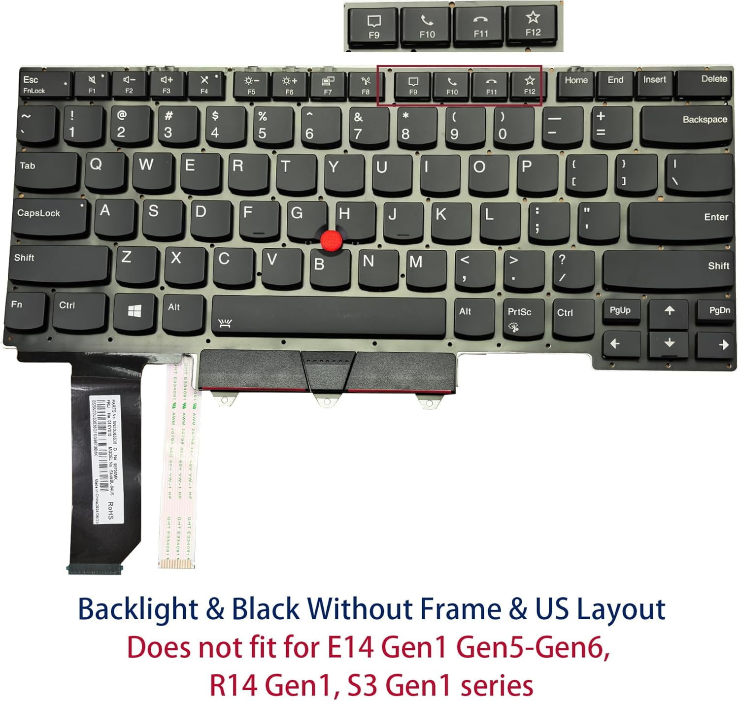 RREGER-Backlit Laptop Keyboard Replacement for Lenovo Thinkpad E14 Gen ...