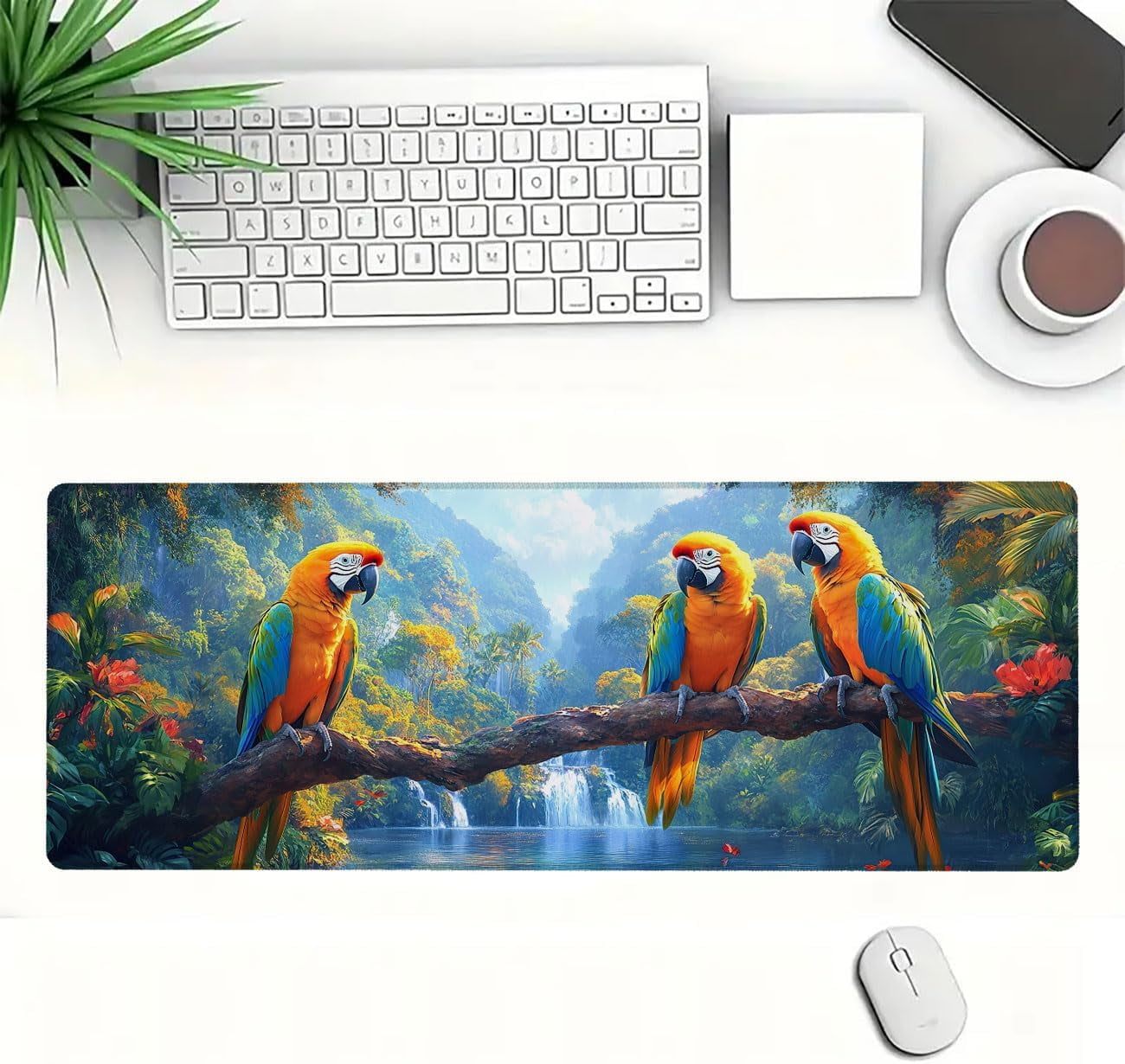RREGER-Bird Extended Mouse Pad Parrot Mountain Nature Waterfall ...