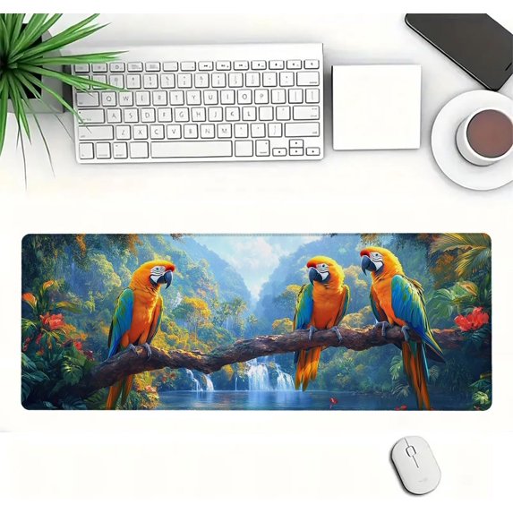 RREGER-Bird Extended Mouse Pad Parrot Mountain Nature Waterfall ...