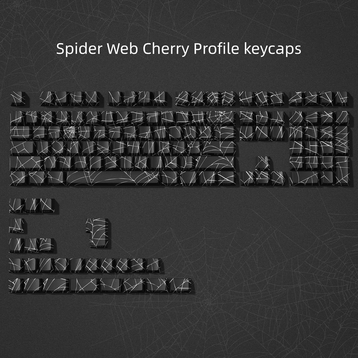 RREGER-Black Spider Web keycaps Line Backlit Shine Through Keycaps Set ...
