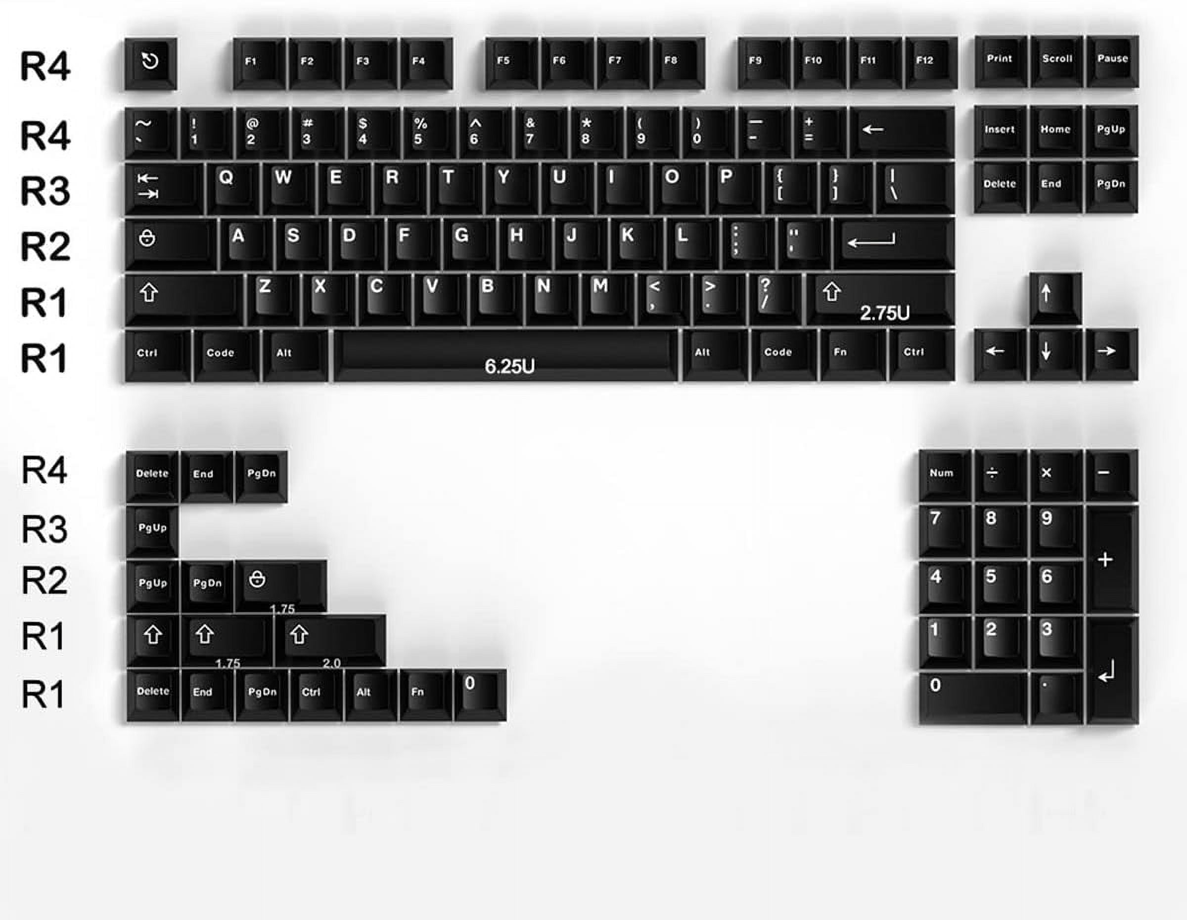 RREGER-Black WOB Keycaps Doubleshot Cherry Profile 121 Keys Custom ...
