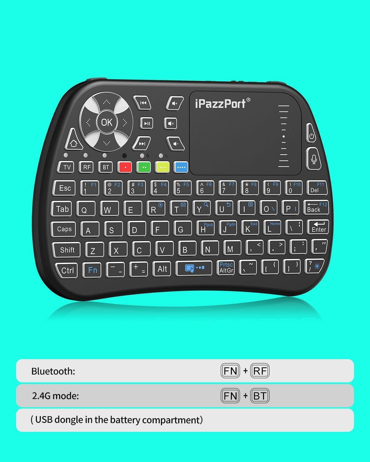 RREGER-Bluetooth Mini Keyboard with Touchpad, 2.4G Mini Wireless ...