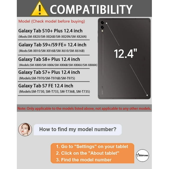 RREGER-Case Keyboard for Samsung Galaxy Tab S10+ Plus / S9 FE+ Plus ...