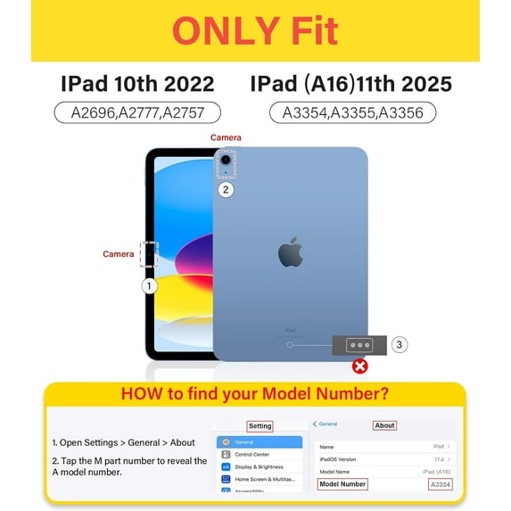 RREGER-Case for iPad (A16) 11th/10th Gen with 8+ Viewing Angles, DIY ...