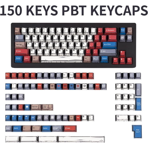 RREGER-Cherry Profile PBT Keycap Retro Manga Theme, 150 Keys Dye ...