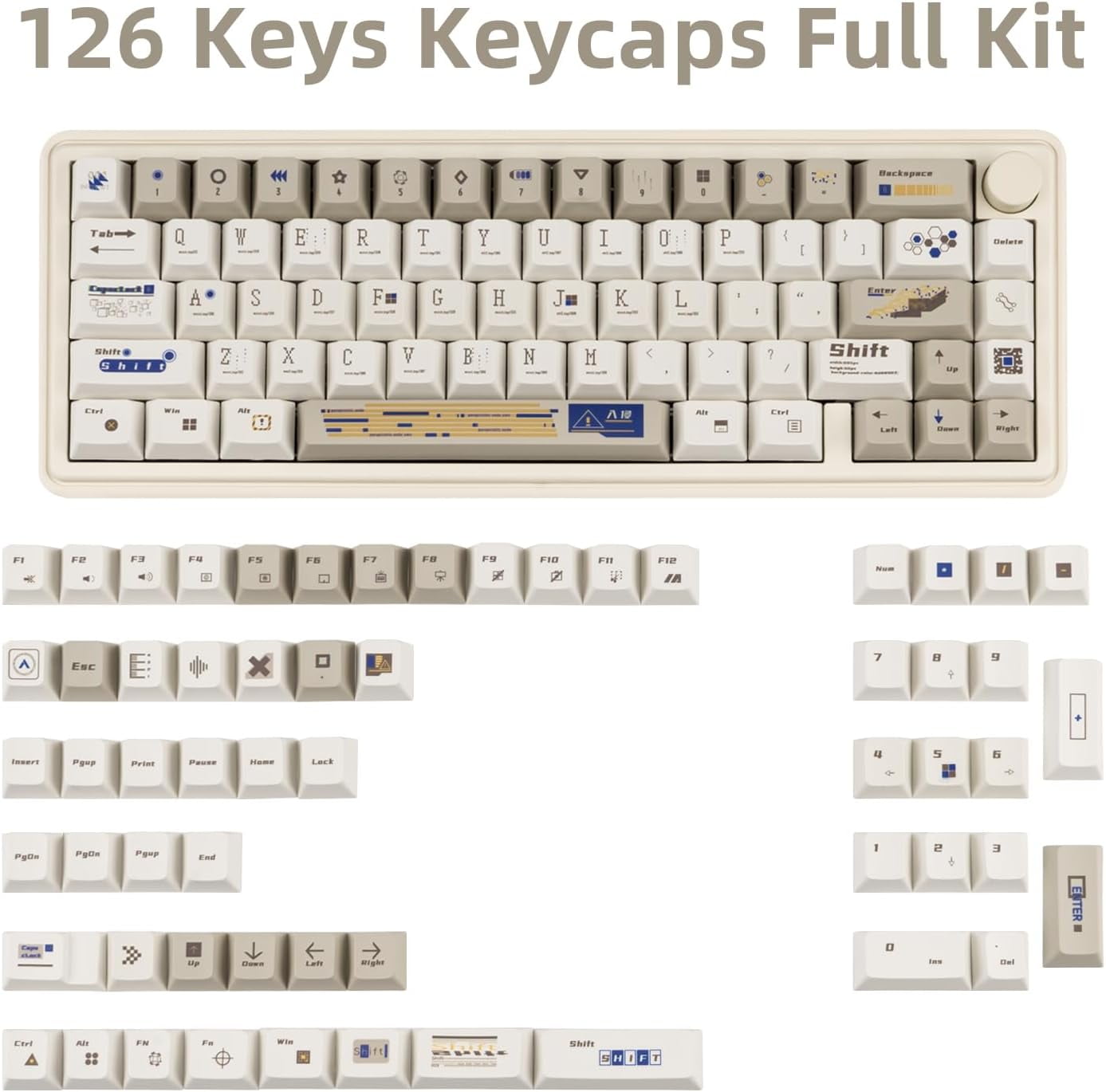 RREGER-Cherry Profile PBT Keycaps, Brown and Beige Design, Dye ...