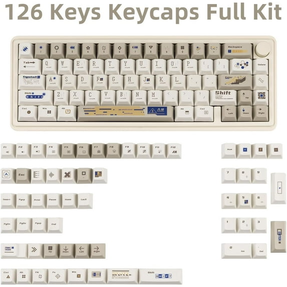 RREGER-Cherry Profile PBT Keycaps, Brown and Beige Design, Dye ...