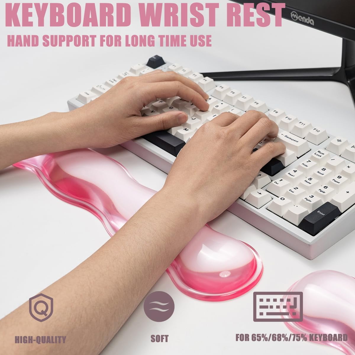 RREGER-Clear Gel Keyboard Wrist Rest, Pink Silicone Keyboard Wrist Rest ...