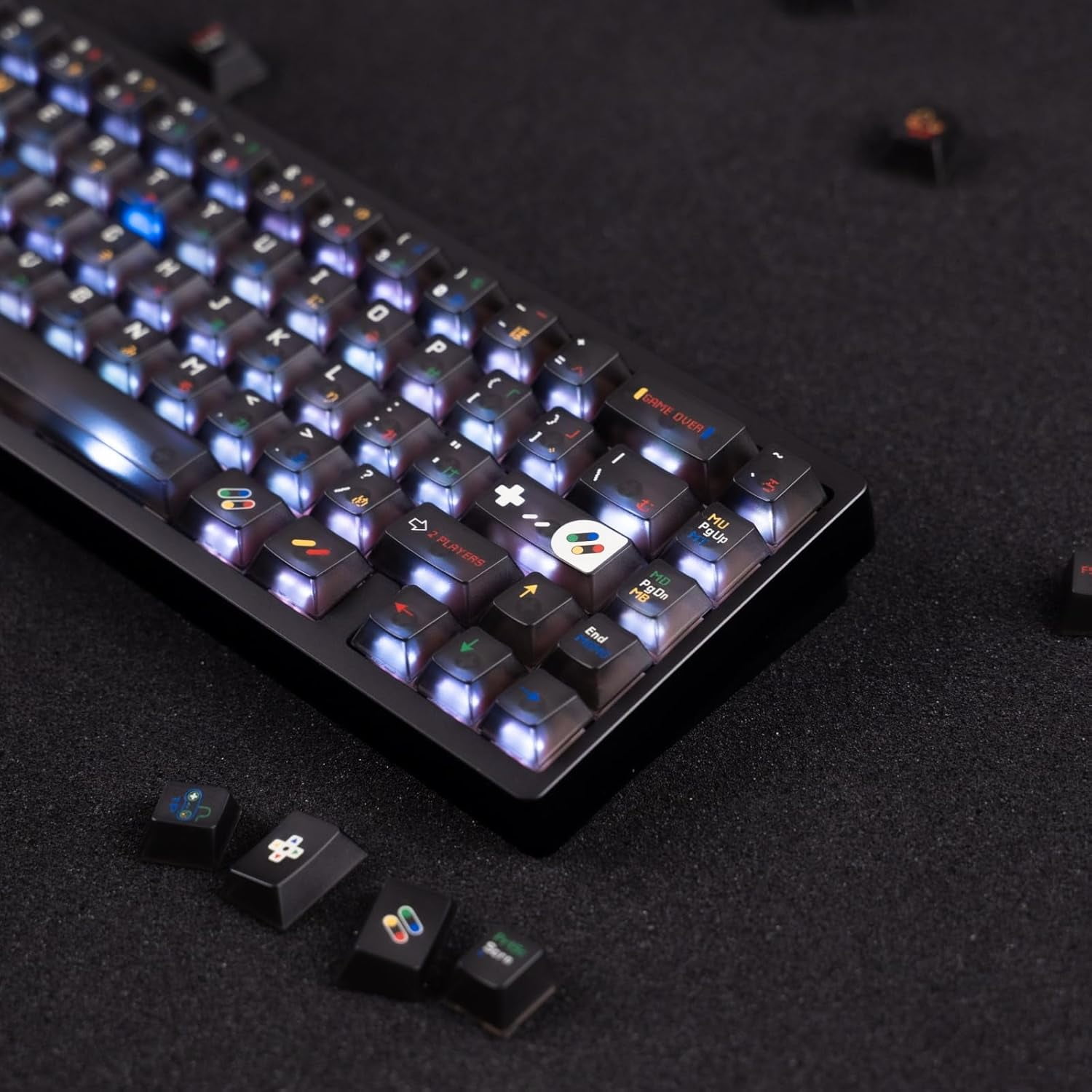 RREGER-Clear Matte Keycaps Set, Black Matte Transparent PC 122 Keys ...