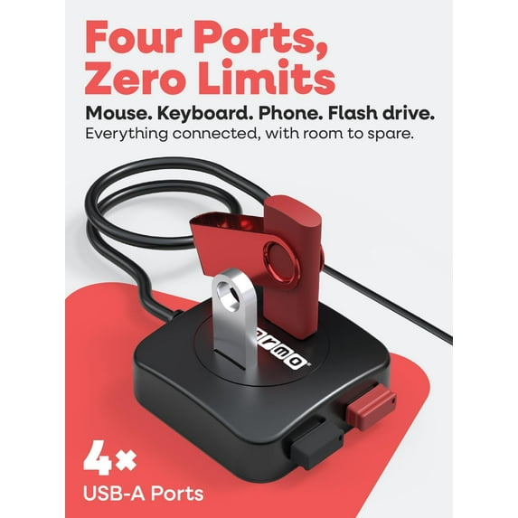 RREGER-Compact 4 Port USB-A Hub - Travel Ready with 5Gbps Speed for ...