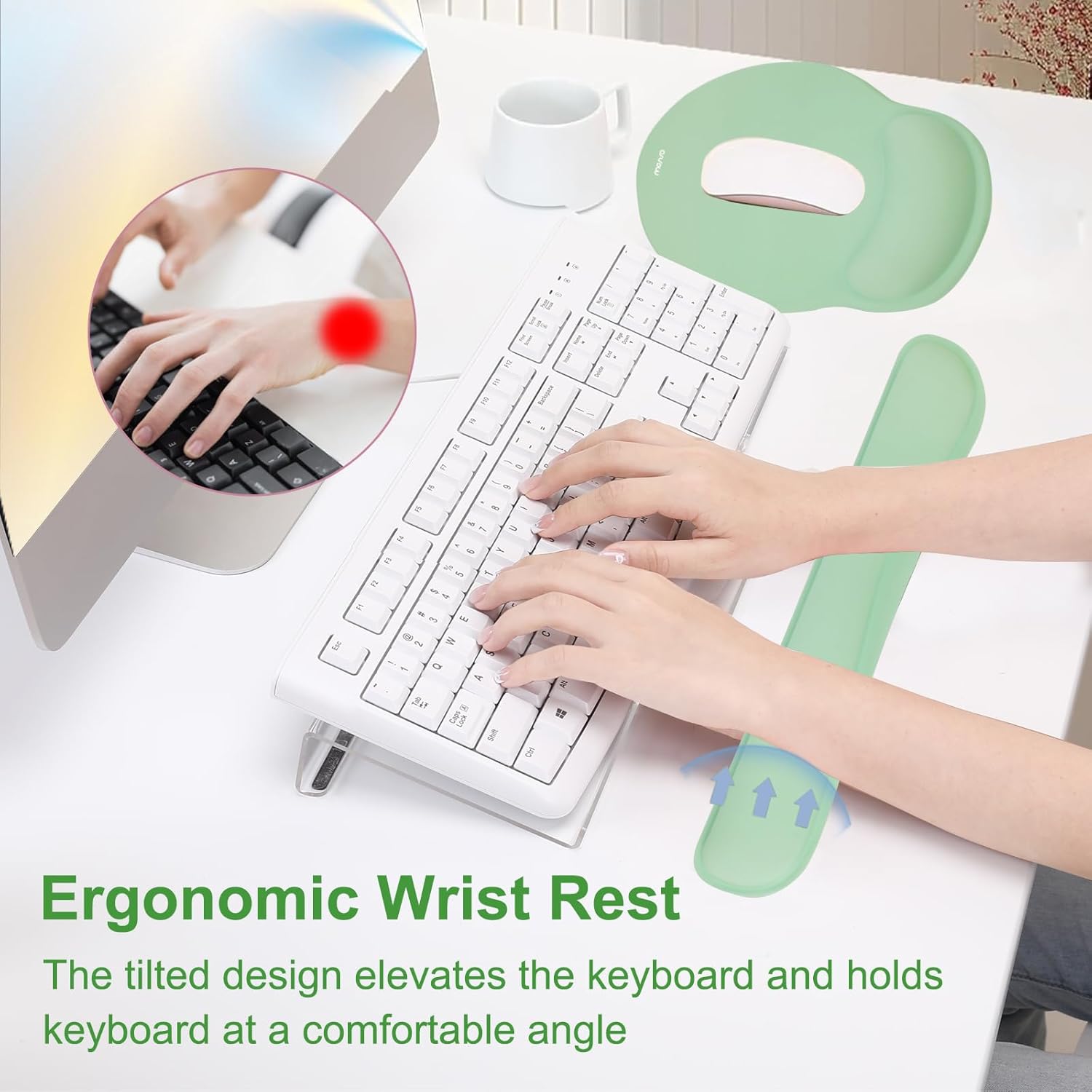RREGER-Computer Keyboard Stand&Wrist Rest Support for Keyboard and ...