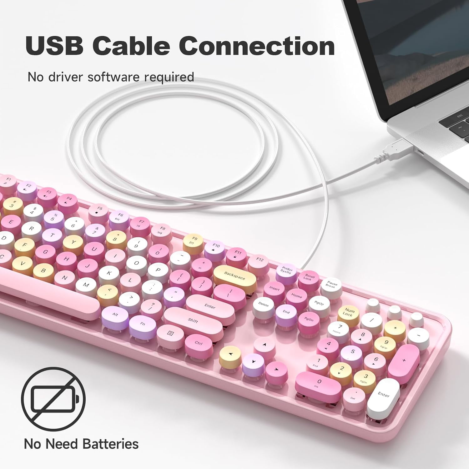 RREGER-Computer Keyboard Wired, Plug Play USB Keyboard with Large ...