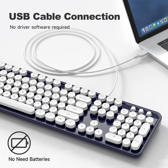 RREGER-Computer Keyboards Wired, Full Size 104 Keys Typewriter Keyboard ...