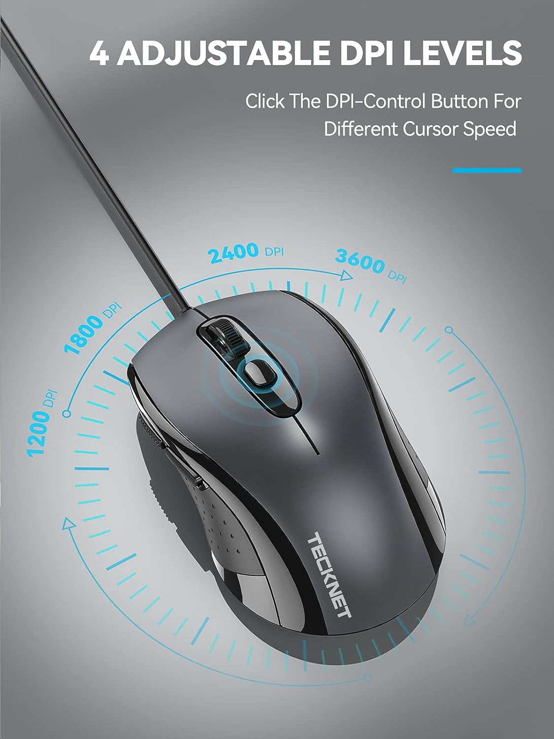 RREGER-Computer Wired Mouse, USB Mice for Laptop with 6-Button, 3600DPI ...