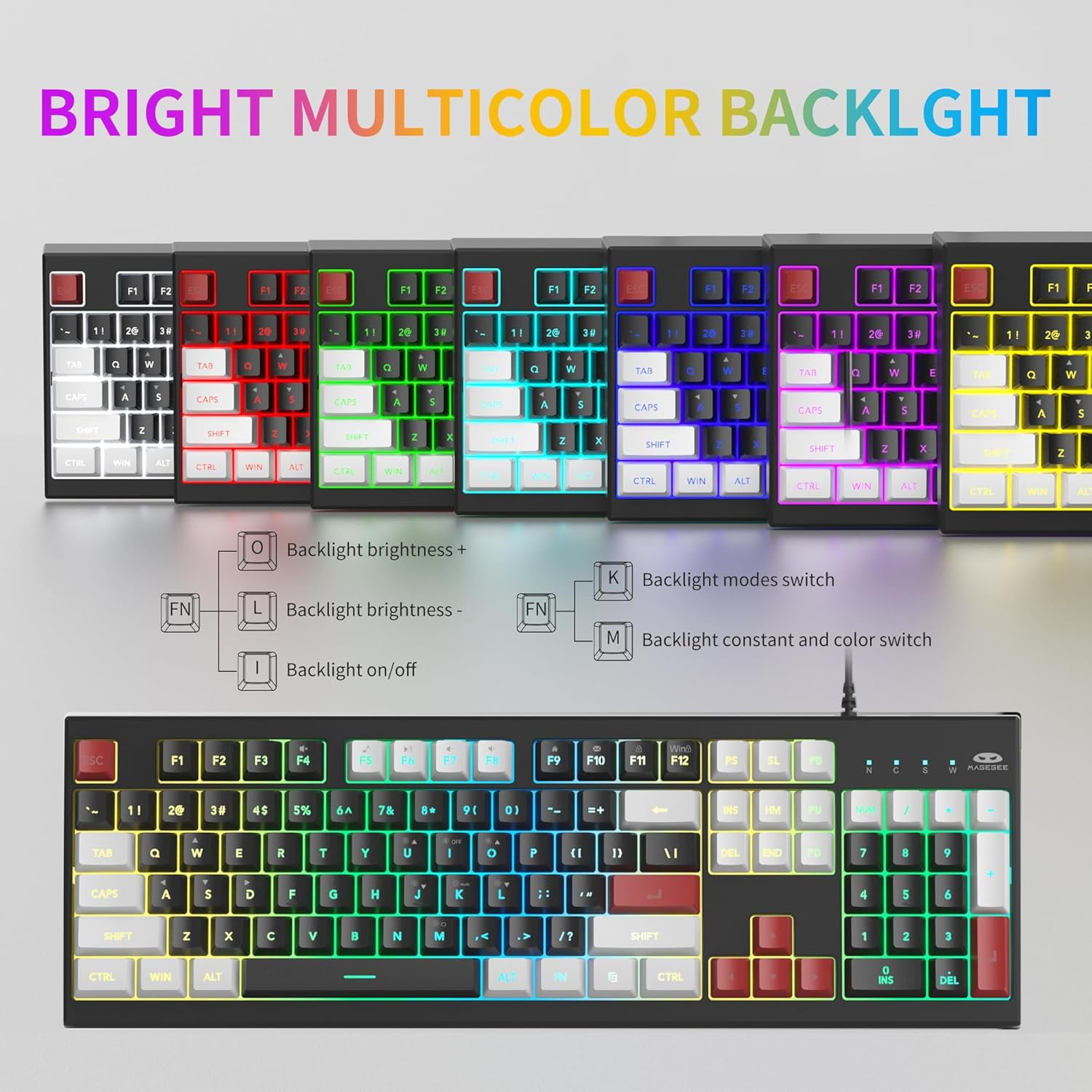 RREGER-Creamy Keyboard,K2 Keyboard Wired RGB Backlit 104 Keys ...