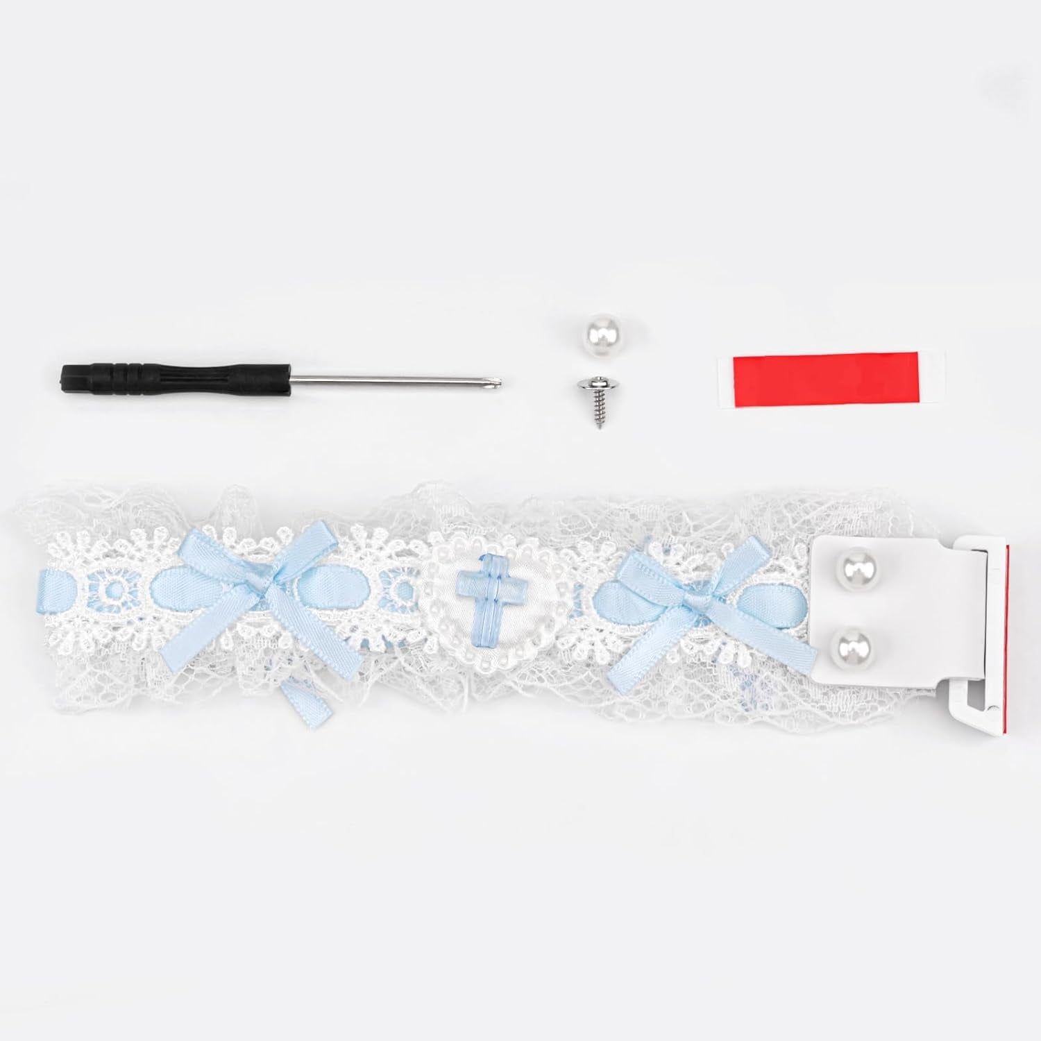 RREGER-Custom Keyboard Straps, Blue White Lace Cute Snap Straps for ...