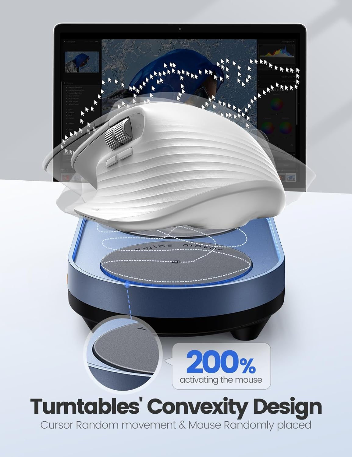 RREGER-Dual Turntable Mouse Jiggler Silent Mechanical Movement with ...