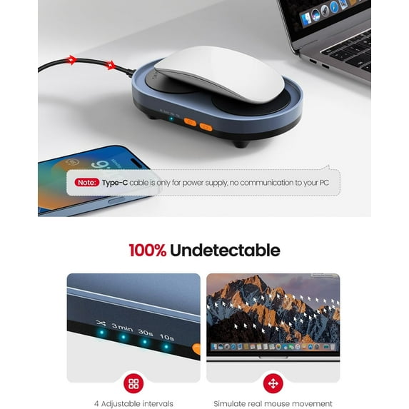 RREGER-Dual Turntable Mouse Mover, Turbo 3 Mouse Jiggler with ...