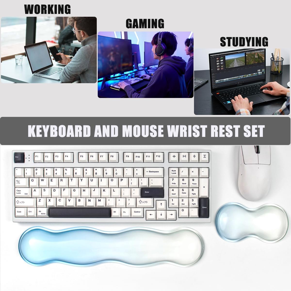 RREGER-Ergonomic Gel Keyboard and Mouse Wrist Rest Set \u2013 Blue ...