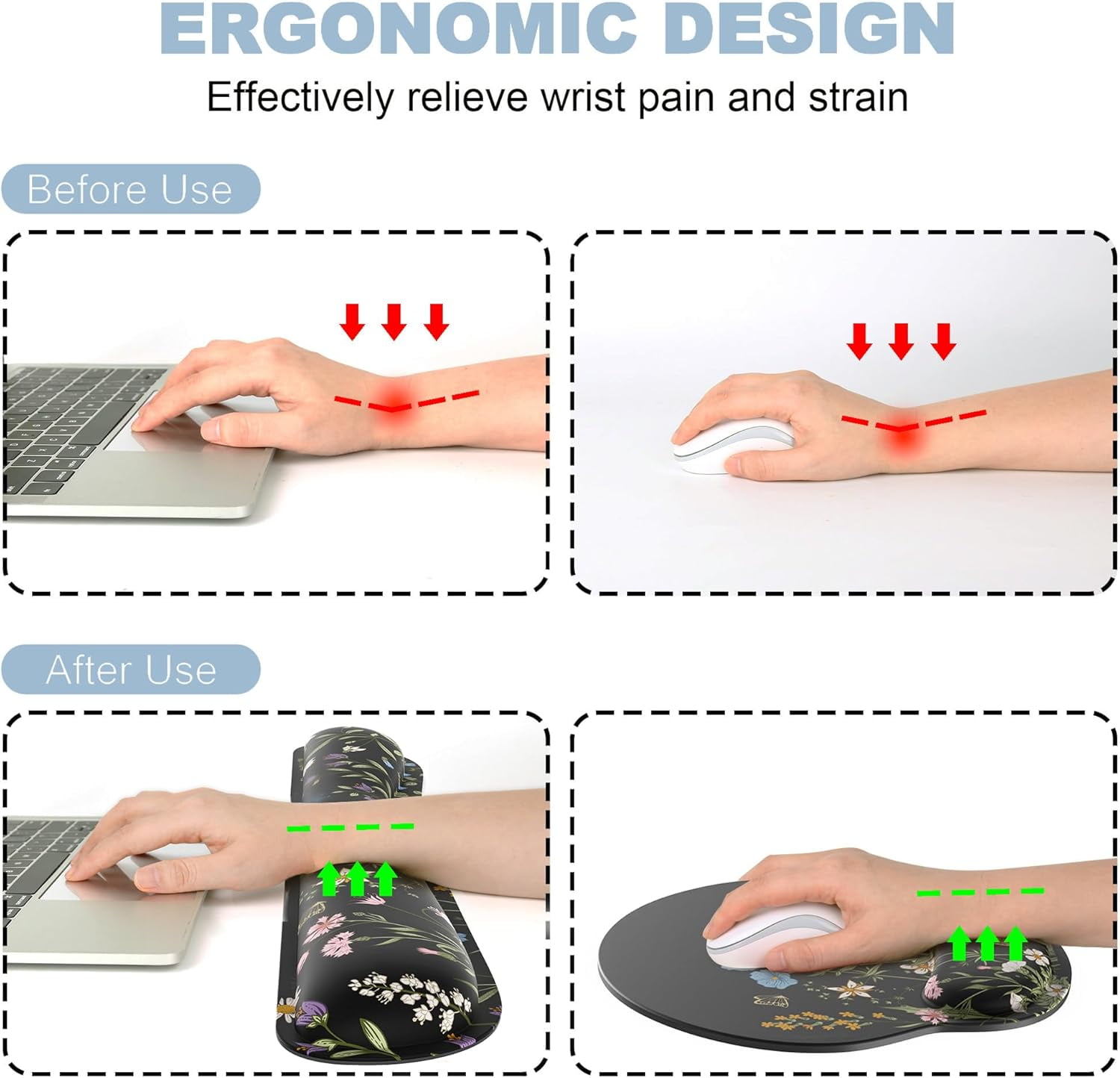 RREGER-Ergonomic Mouse Pad with Wrist Rest and Keyboard Wrist Rest ...