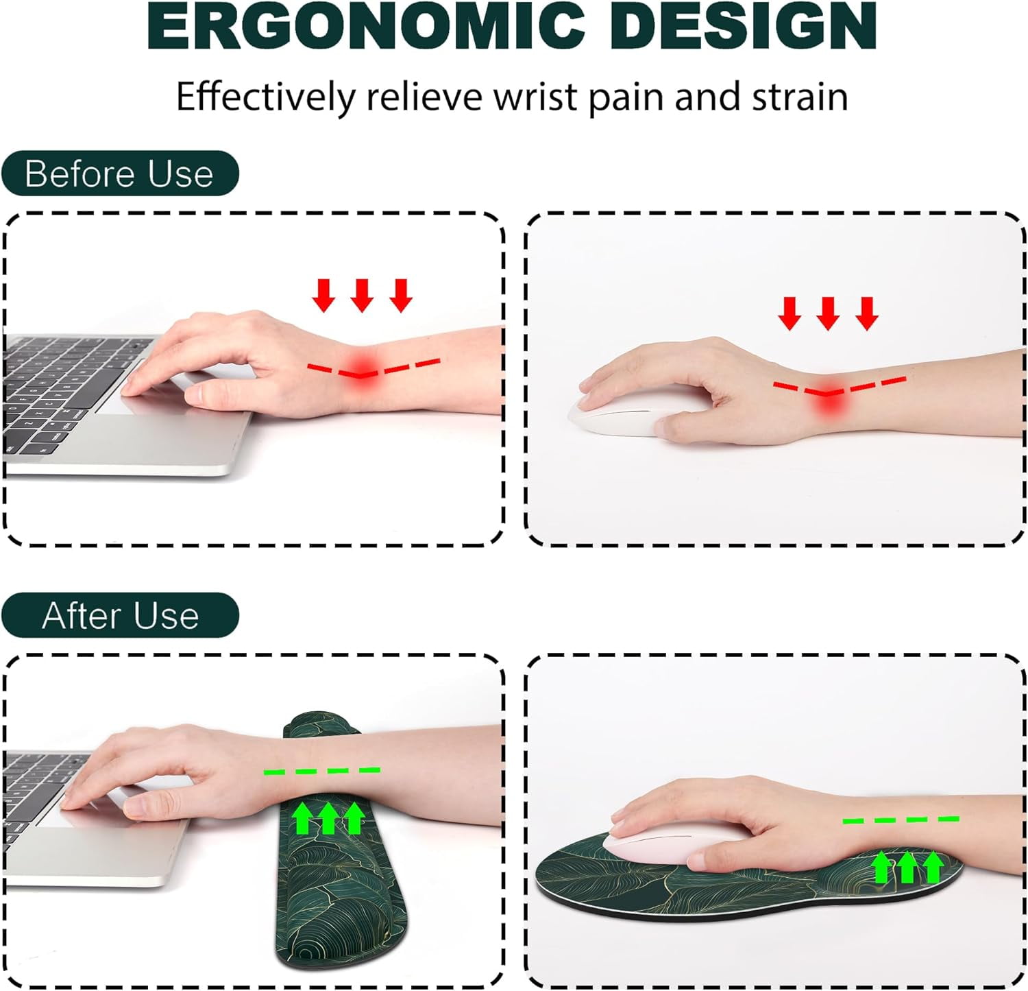 RREGER-Ergonomic Mouse Pad with Wrist Rest and Keyboard Wrist Rest ...