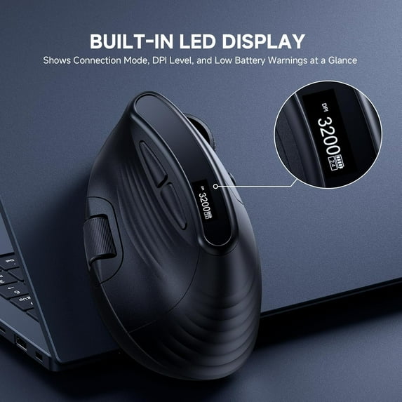 RREGER-Ergonomic Vertical Mouse, Wireless Rechargeable Mouse with LED ...