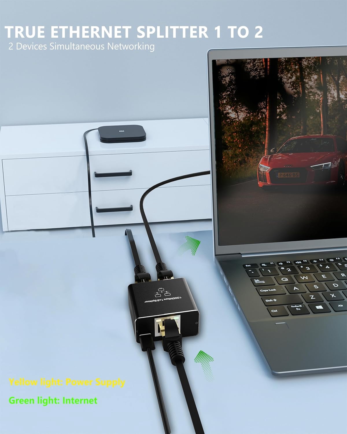 RREGER-Ethernet Splitter 1 to 2 High Speed 1000Mbps, Gigabit RJ45 ...