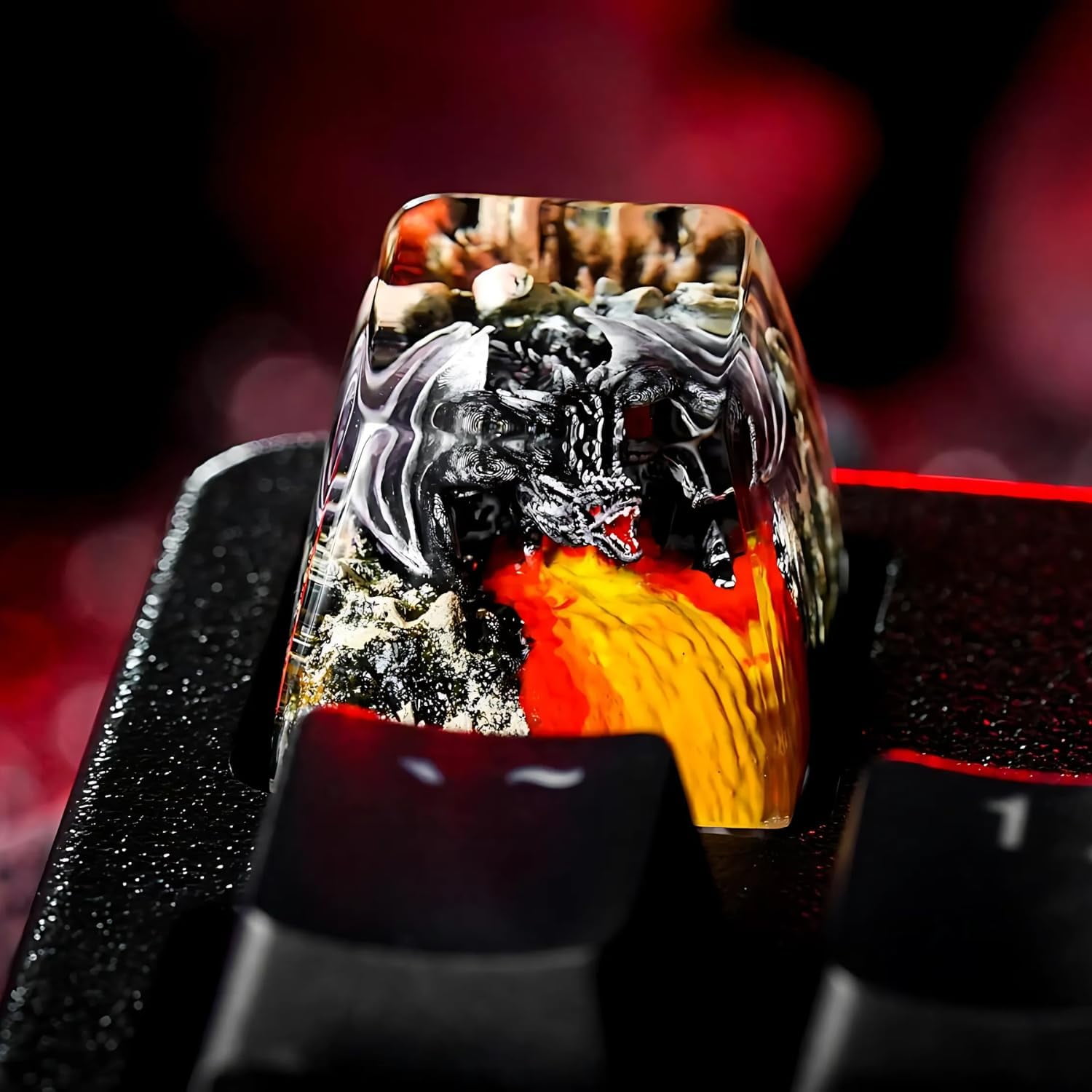 RREGER-Fantasy Black Dragon in Volcano Artisan Keycap R1 SA Profile ...