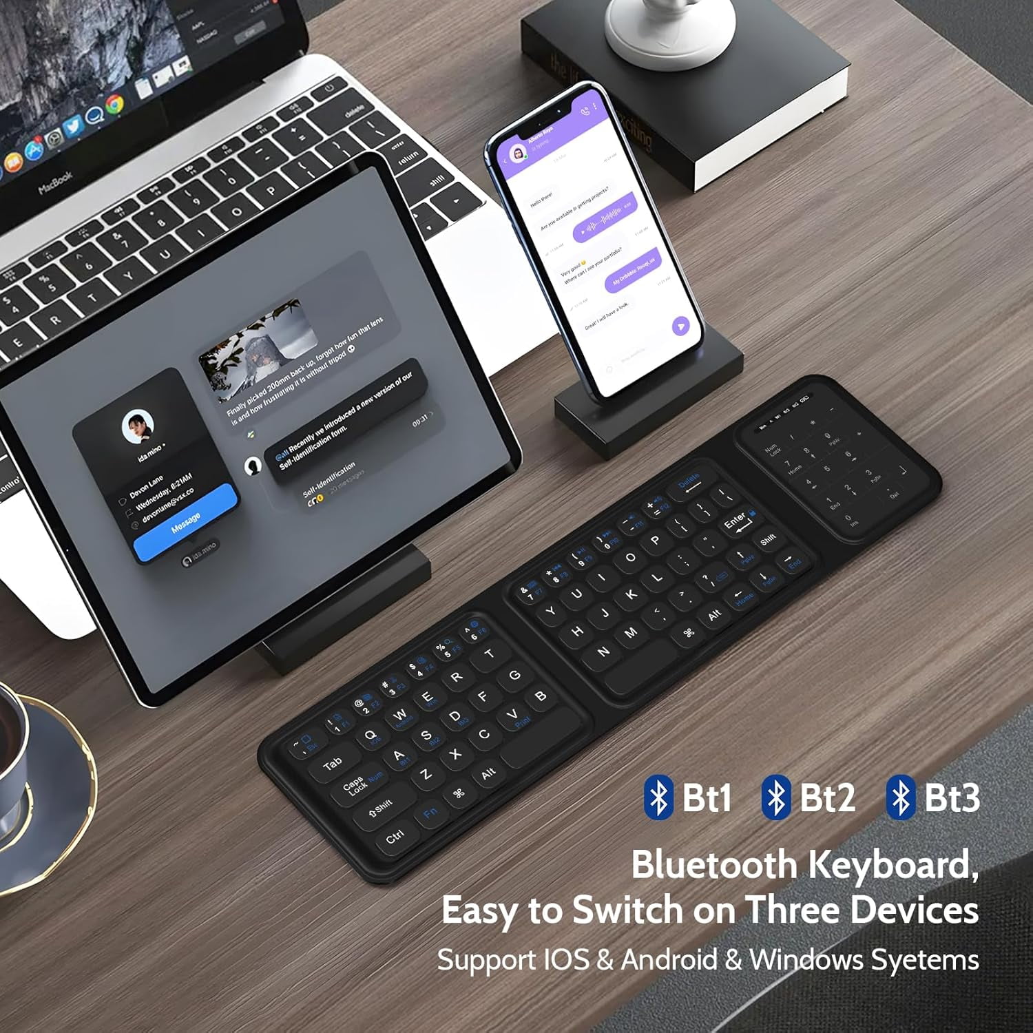 RREGER-Foldable Bluetooth Keyboard, Folding Wireless Keyboard with ...