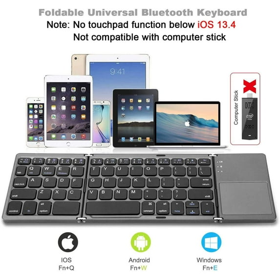 RREGER-Foldable Wireless Keyboard with Touchpad, Rechargeable Pocket ...