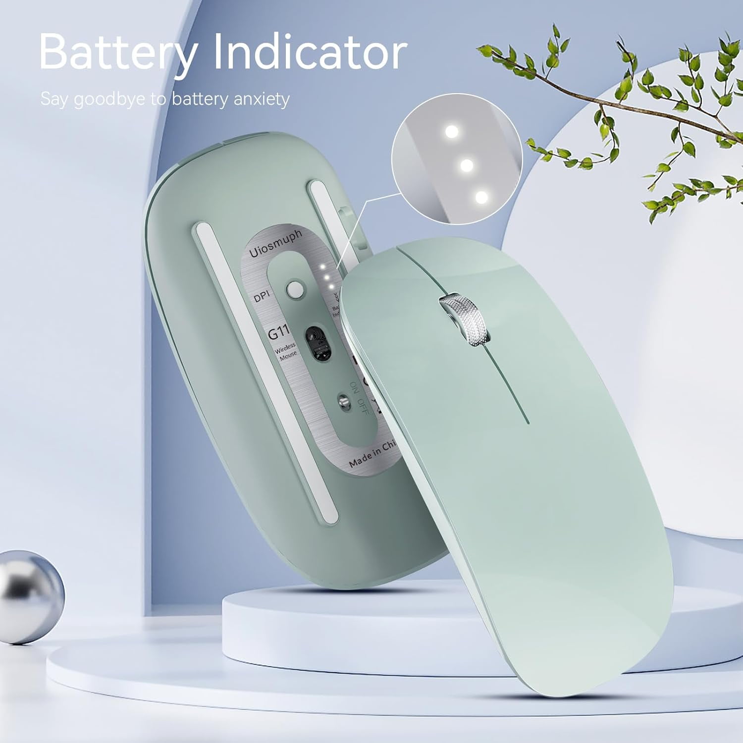 RREGER-G11 Wireless Mouse, USB C Rechargeable Computer Mouse, Slim ...