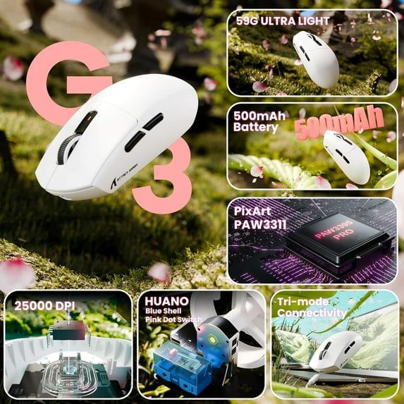 RREGER-G3 Wireless Gaming Mouse,Tri-Mode 2.4G/BT5.2/USB-C Gaming Mouse ...