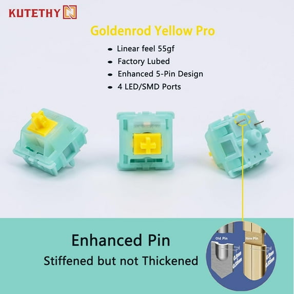 RREGER-GATERON Goldenrod Yellow Pro Switches for MX Mechanical Keyboard ...