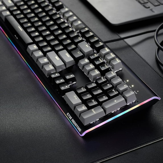 RREGER-GK735 Wired Full Size Mechanical Keyboard, Aluminum Housing ...