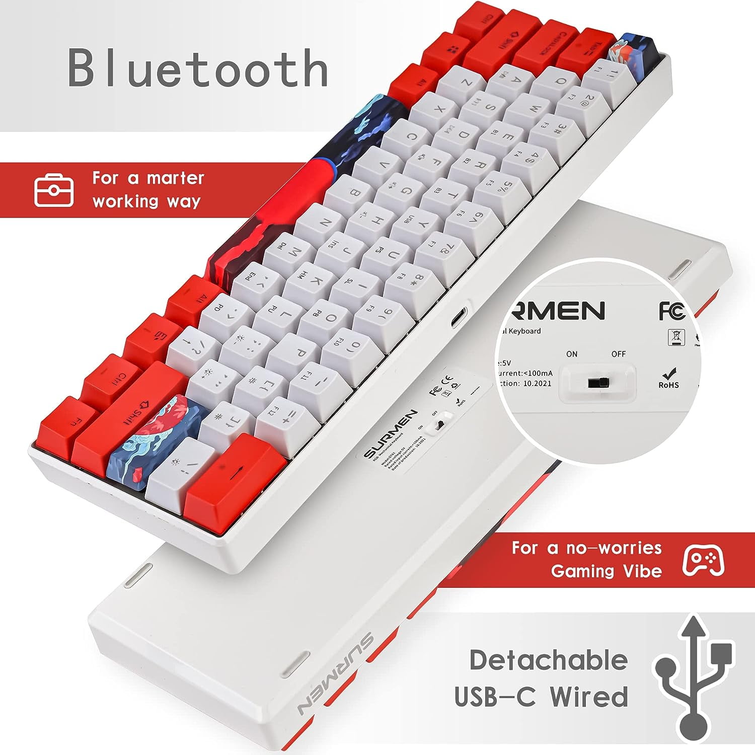 RREGER-GT61 60% Mechanical Gaming Keyboard 60 Percent RGB Backlit Hot ...