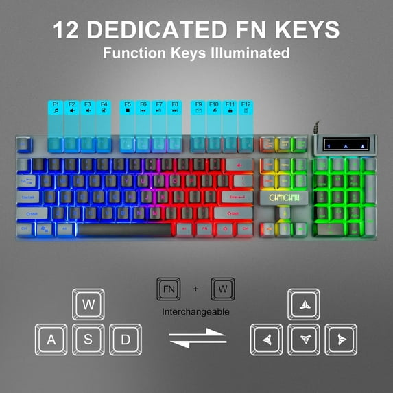 RREGER-Gaming Keyboard and Mouse Combo RGB LED Backlit USB Wired Key ...