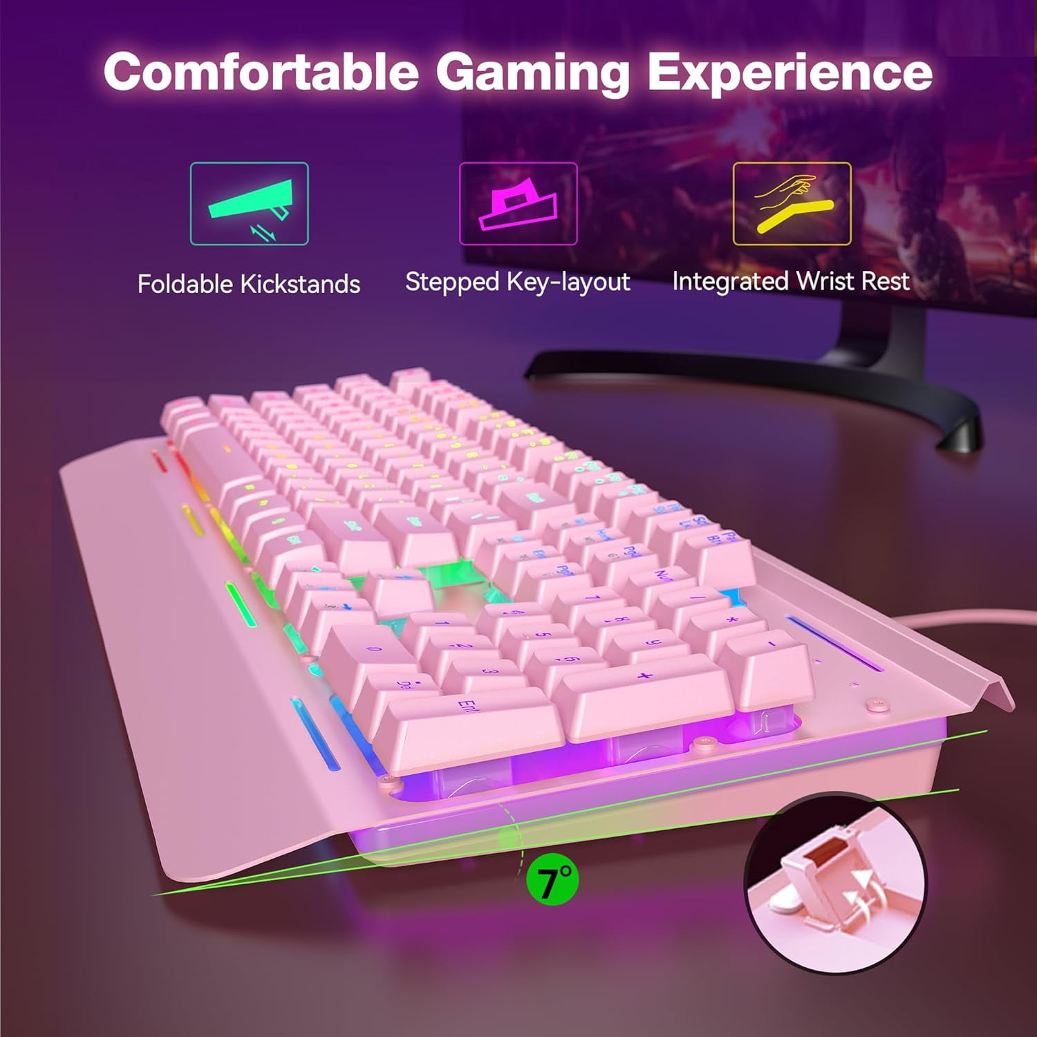 RREGER-Gaming Keyboard, USB Wired Computer Keyboard, 15-Zone RGB ...