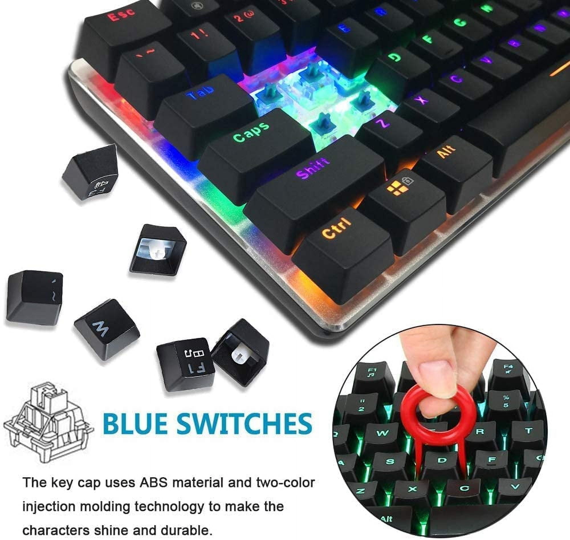 RREGER-Gaming Mechanical Keyboard Wired Type-C Metal Mechanical Blue ...