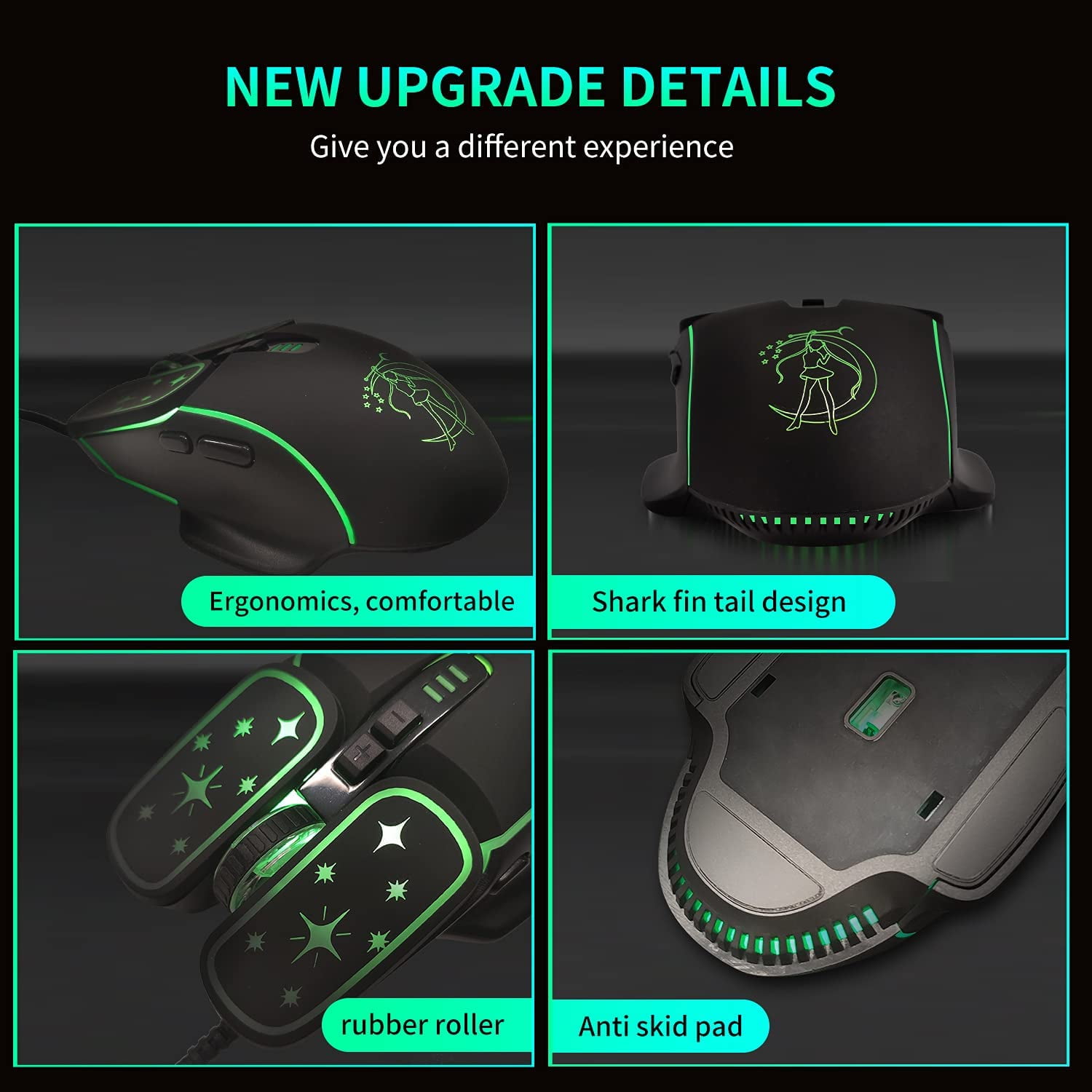 RREGER-Gaming Mouse,4 Colors Backlit Optical Game Mice Ergonomic USB ...