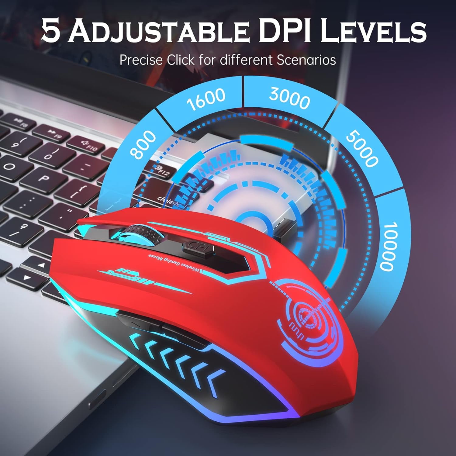 RREGER-Gaming Mouse, Wireless Gaming Mouse with 6 Buttons 7 Changeable ...