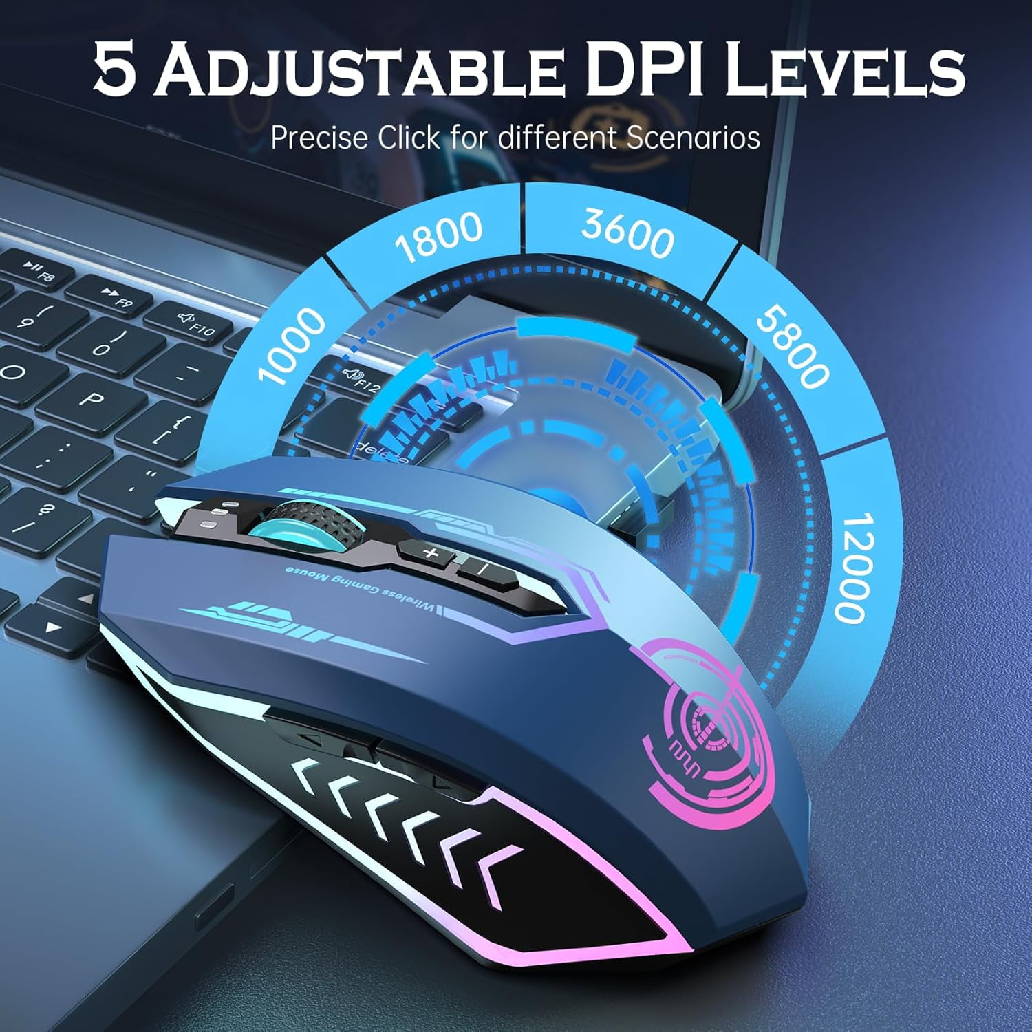 RREGER-Gaming Mouse, Wireless Gaming Mouse with 7 Buttons 7 Changeable ...