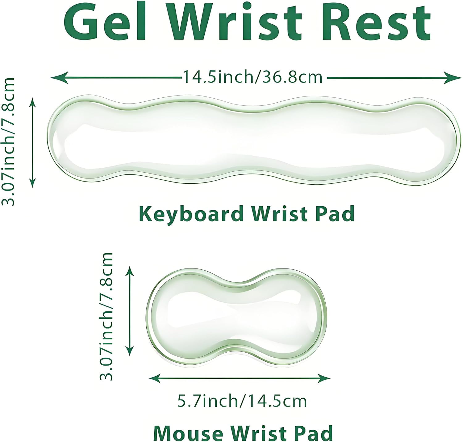 RREGER-Gel Keyboard and Mouse Wrist Rest Set, Clear Silicone Ergonomic ...